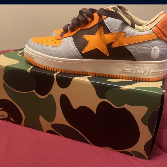 Bape | Shoes | Bape Bapestas Orange And Grey | Poshmark